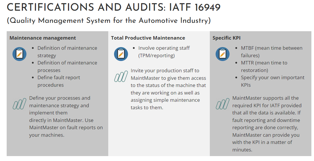 MaintMaster Audit handbook - Automotive industry IATF 16949