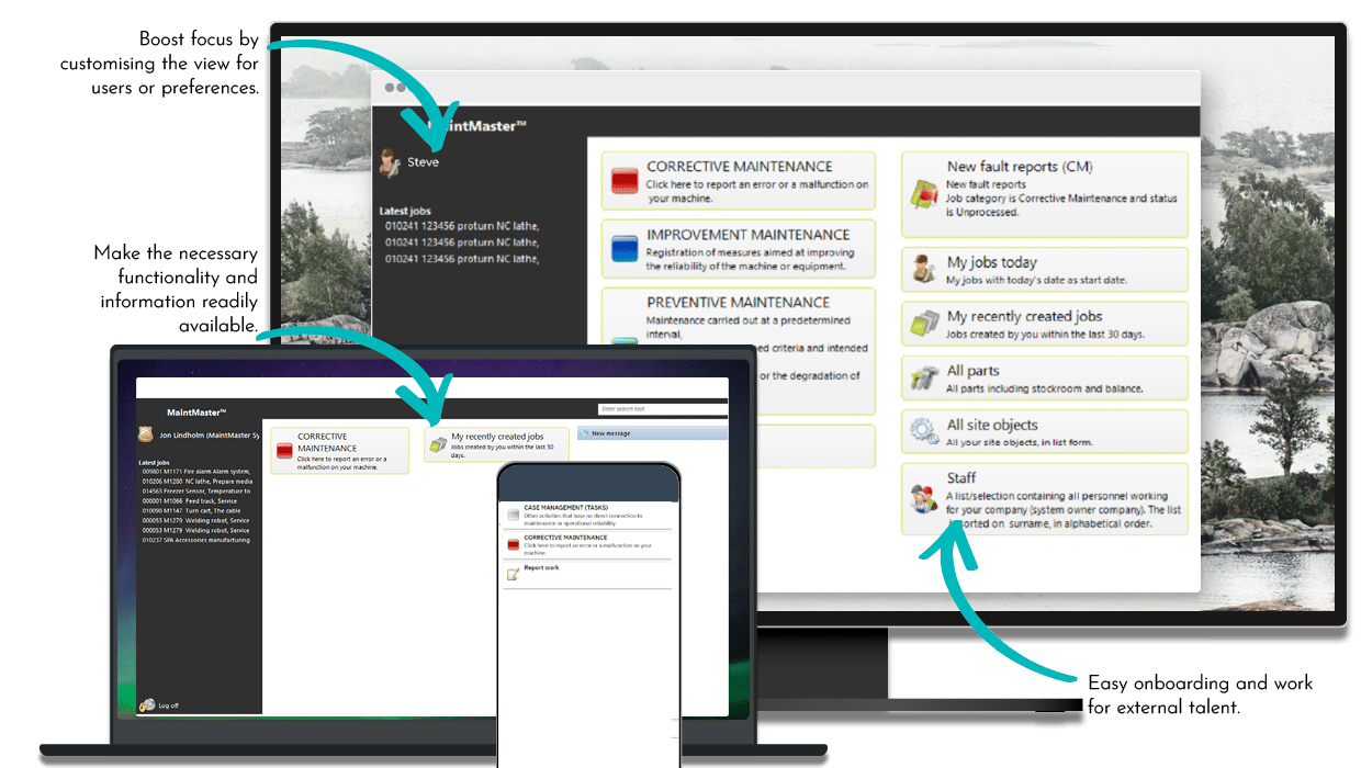 MaintMaster CMMS - Use Smart Shortcuts for your maintenance view